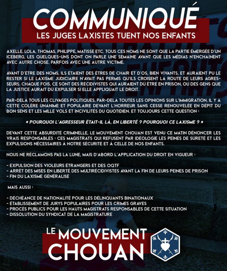 « Justice pour Matisse, magistrature complice ! ». Le Mouvement Chouan ...